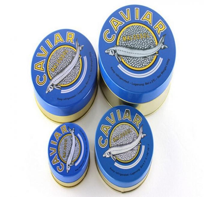 Lightweight Round Caviar Packaging , Empty Caviar Cans 100g 125g 250g 500g