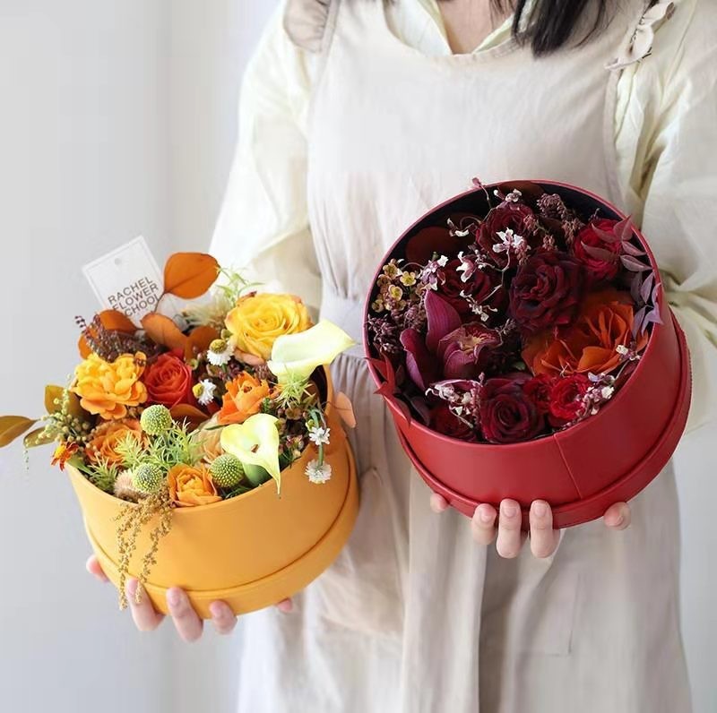 Real Preserved Rose Rigid Paper Gift Box Round And Square Flower Box ...