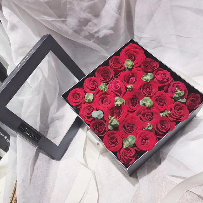 Real Preserved Rose Rigid Paper Gift Box Round And Square Flower Box ...